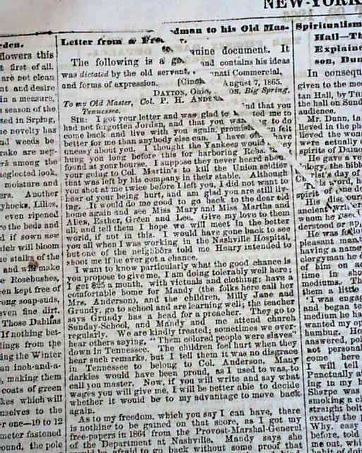Famous letter of a former slave to his master... - RareNewspapers.com