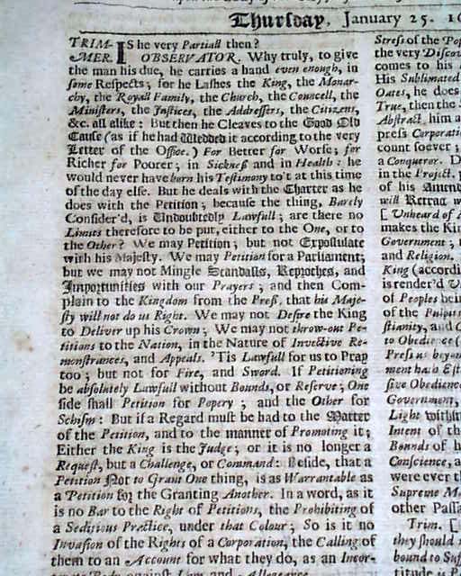 Very Early Rare 1682 OBSERVATOR Newspaper 322 Years Old ...