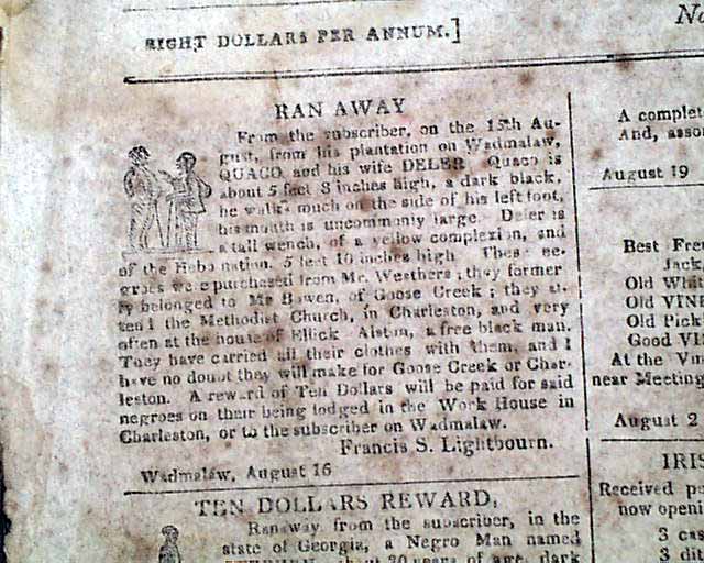 Front page runaway ads... early Southern title... - RareNewspapers.com