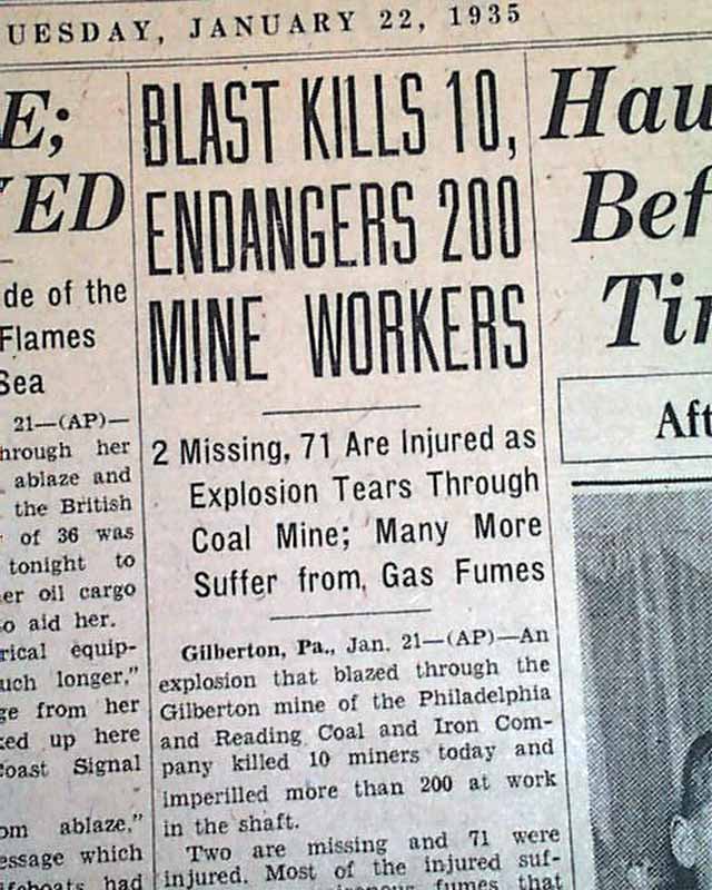 1935 Gilberton Pa coal mine explosion.... - RareNewspapers.com