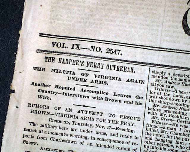 John Brown's raid at Harper's Ferry... - RareNewspapers.com