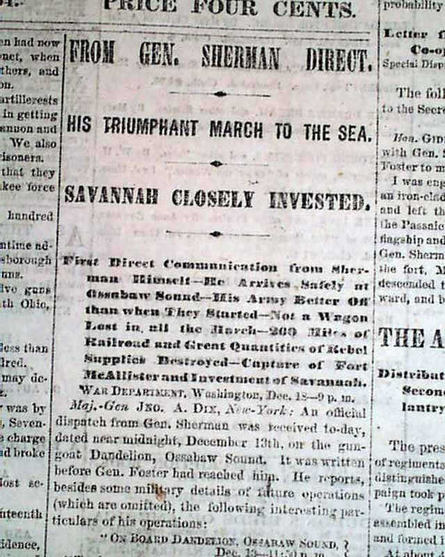Sherman's triumphant march to the sea... - RareNewspapers.com