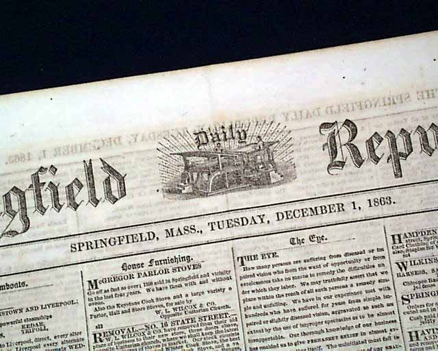 1863 Springfield MA Newspaper.... - RareNewspapers.com