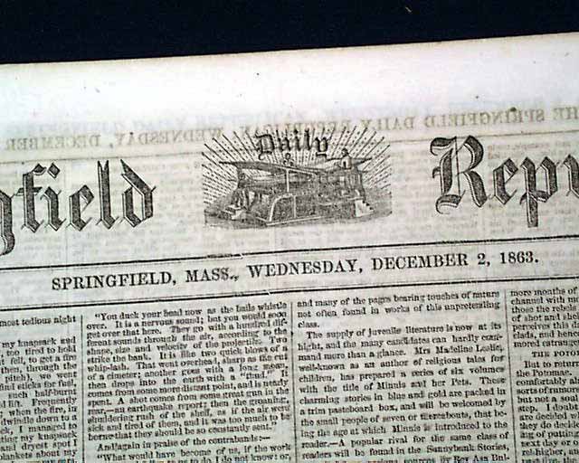 1863 Springfield MA Newspaper.... - RareNewspapers.com