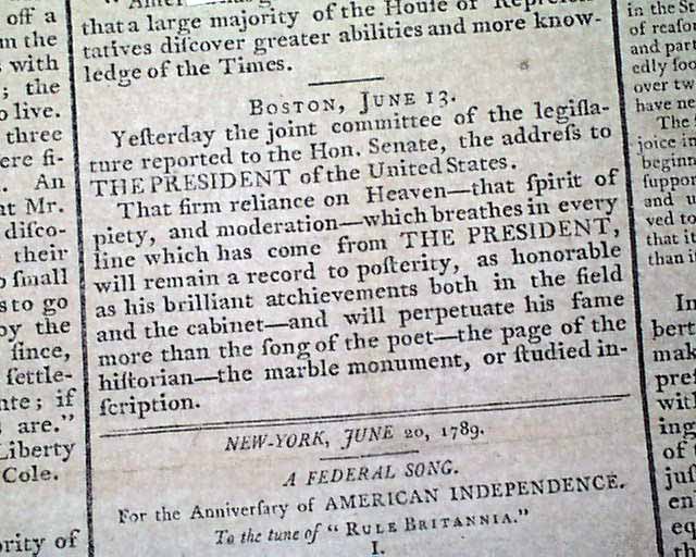 From 1789... mention of Thomas Jefferson... - RareNewspapers.com