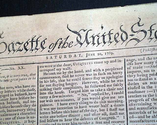 From 1789... mention of Thomas Jefferson... - RareNewspapers.com