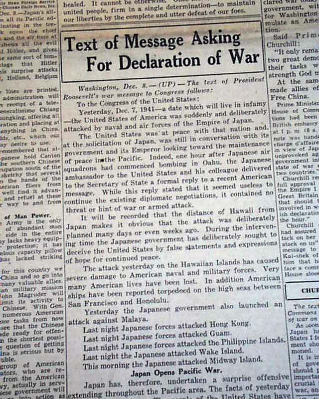 United States enters World War II... - RareNewspapers.com