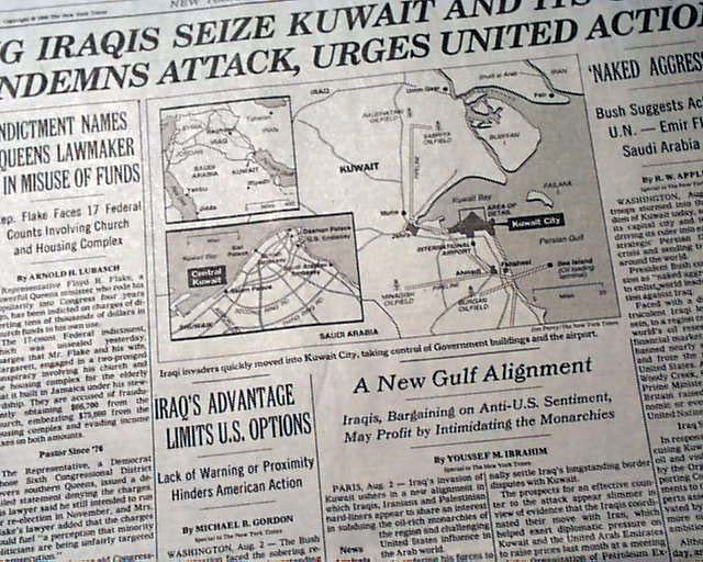 Iraq invades Kuwait... - RareNewspapers.com