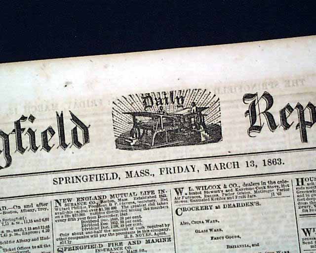 1863 Springfield MA Newspaper.... - RareNewspapers.com