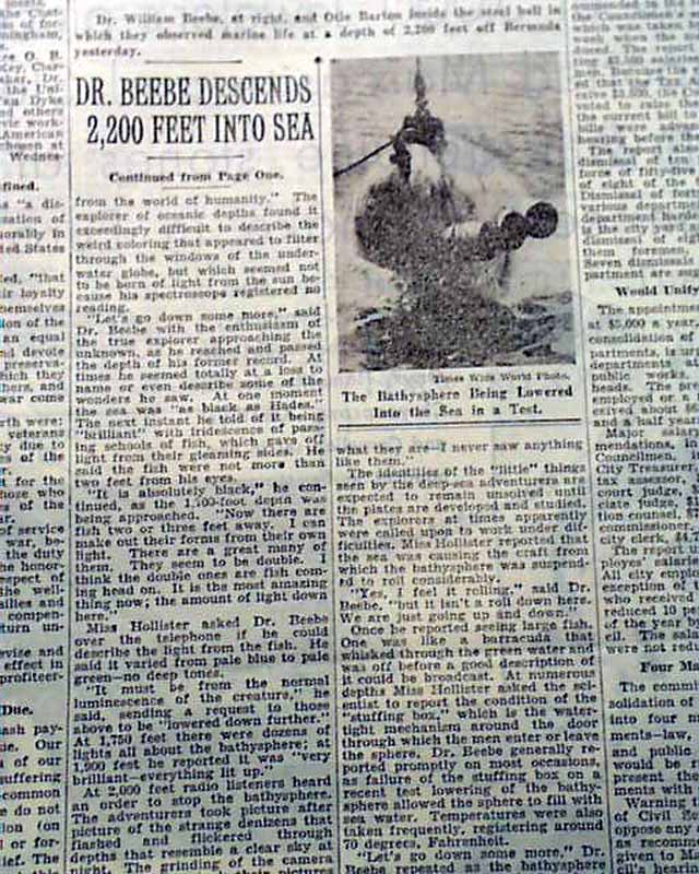 Bathysphere deep-sea submersible dive... - RareNewspapers.com