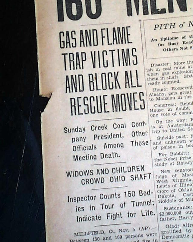 Millfield Mine disaster... Ohio... - RareNewspapers.com