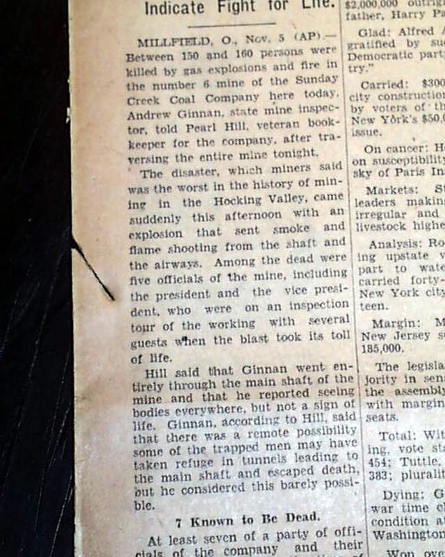 Millfield Mine disaster... Ohio... - RareNewspapers.com