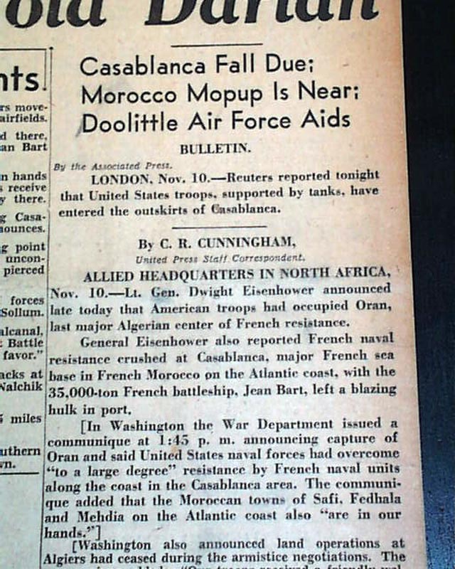 Operation Torch... French North Africa... - RareNewspapers.com