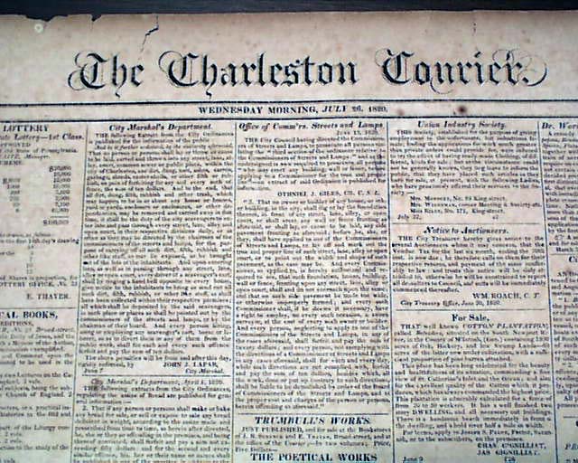 1820 Charleston SC Illustrated Slave Ad... - RareNewspapers.com