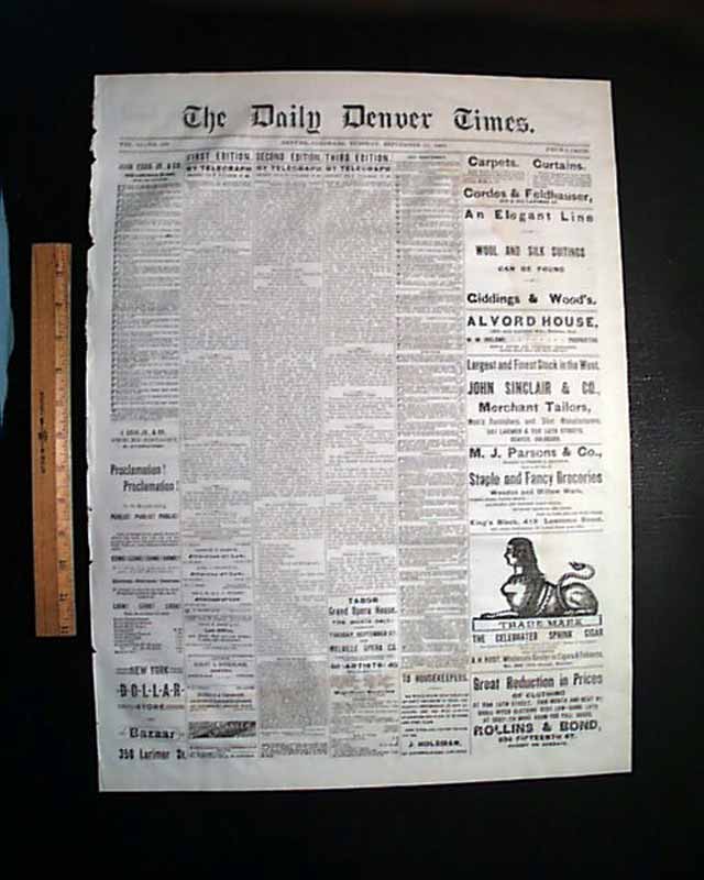 Old West Newspaper From Denver... - RareNewspapers.com