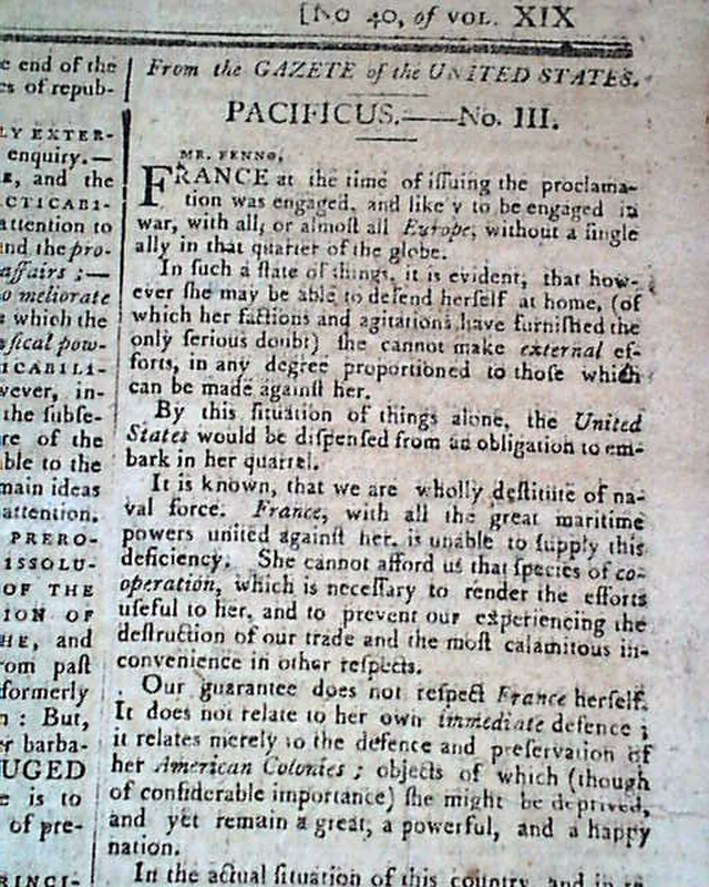 Number III of the "Pacificus" series by Alexander Hamilton ...