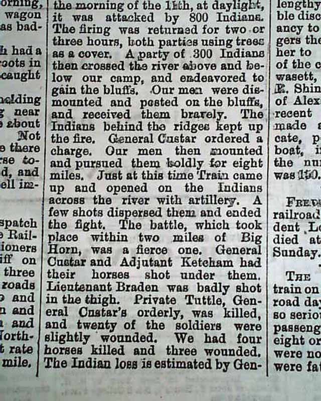 A previous battle between Custer and Sitting Bull... - RareNewspapers.com