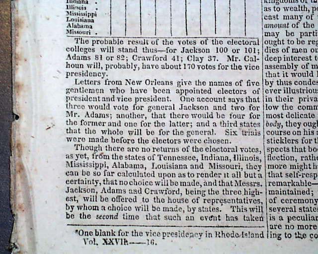 Andrew Jackson Election In 1824... - RareNewspapers.com