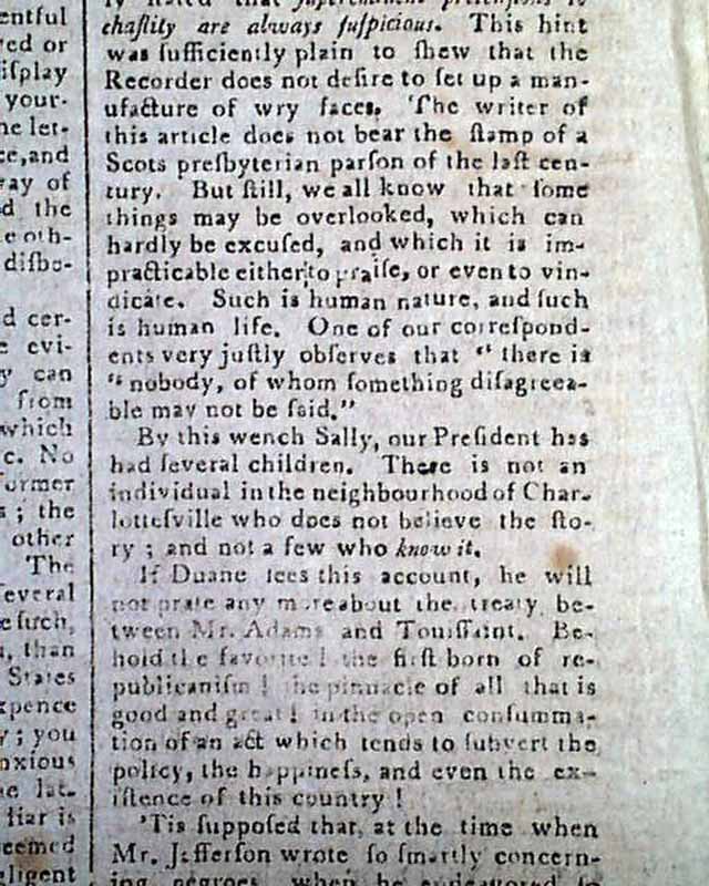 Sally Hemings and Thomas Jefferson... Callender's accusation ...