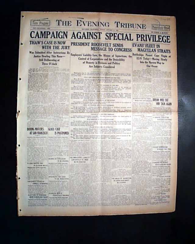 1908 Theodore Roosevelt message... - RareNewspapers.com