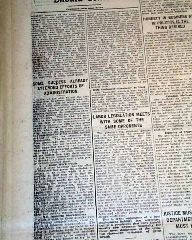 1908 Theodore Roosevelt message... - RareNewspapers.com