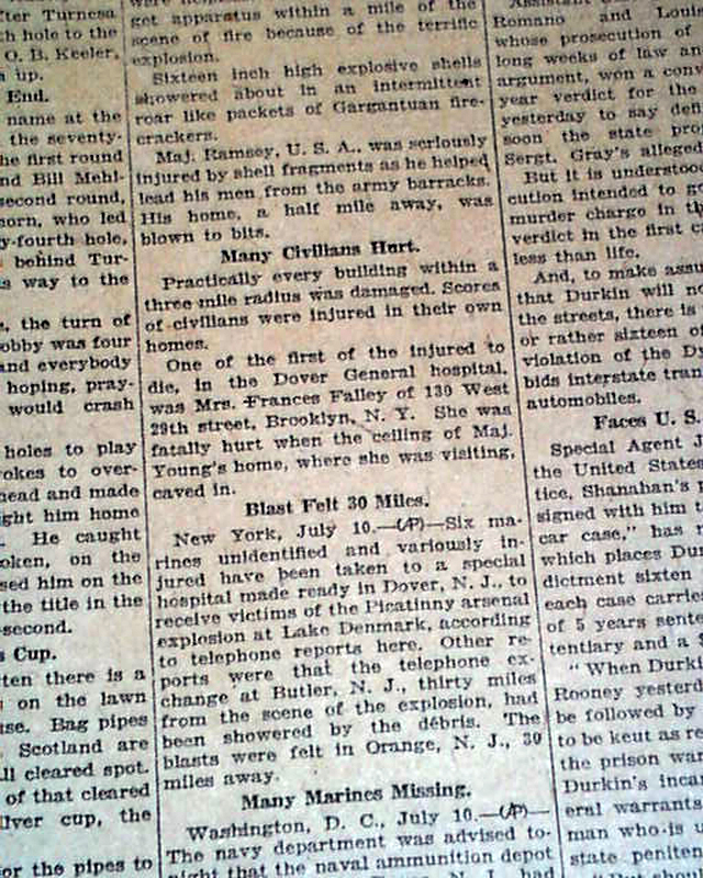 Lake Denmark ammunition depot disaster... - RareNewspapers.com