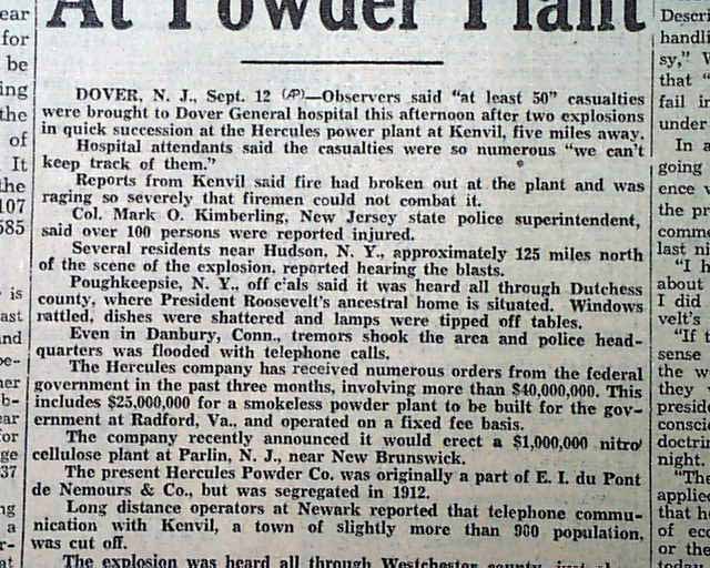 Hercules Powder Co. explosion.... - RareNewspapers.com