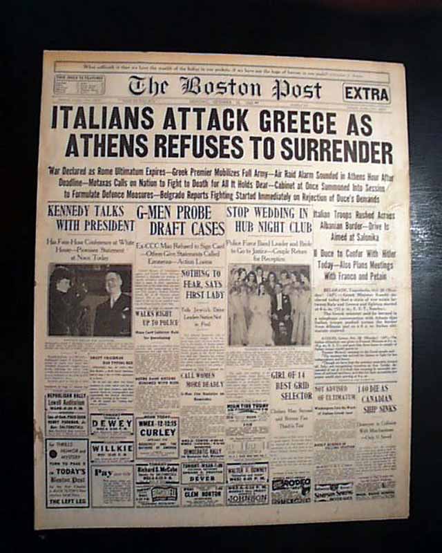 Italy invades Greece in 1940... - RareNewspapers.com