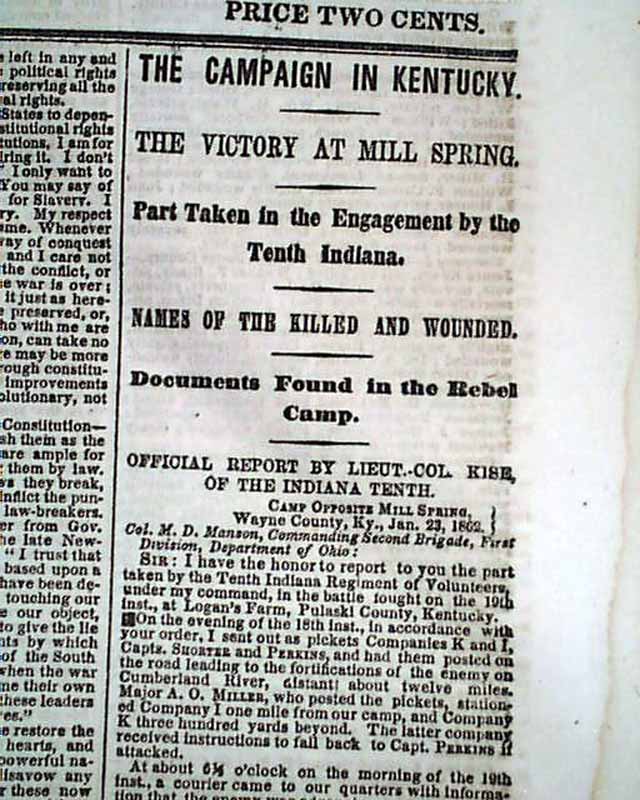 Victory at Mill Spring... Barnum's Commodore Nutt... - RareNewspapers.com