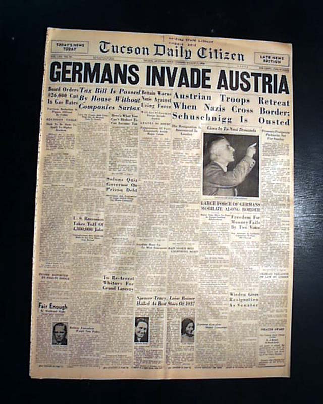 Hitler invades in Austria in 1938.... - RareNewspapers.com