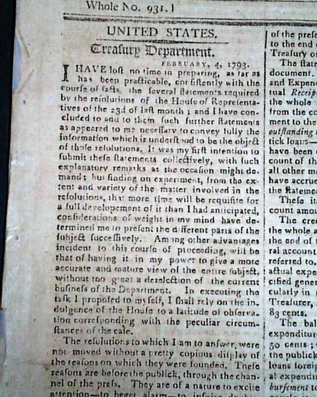 Alexander Hamilton reports... - RareNewspapers.com