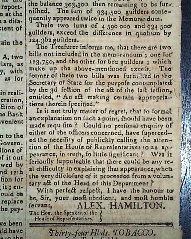 Alexander Hamilton reports... - RareNewspapers.com