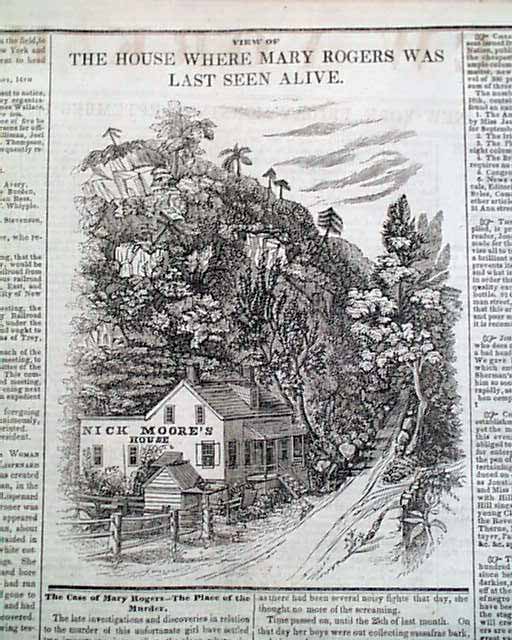 The "Beautiful Cigar Girl"... engraving of the house where Mary Rogers ...