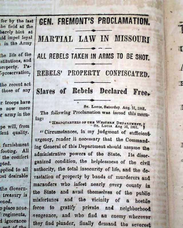 General Fremont issues his own Emancipation Proclamation ...