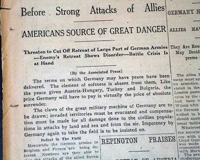 World War I ending close in 1918.... - RareNewspapers.com