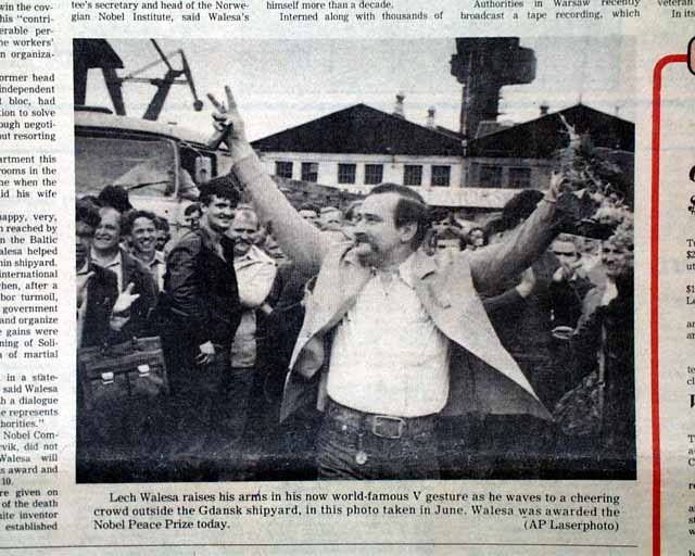 Lech Walesa wins Nobel Peace Prize... - RareNewspapers.com