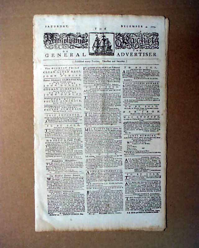 Decorative Revolutionary War newspaper... Three documents signed by ...