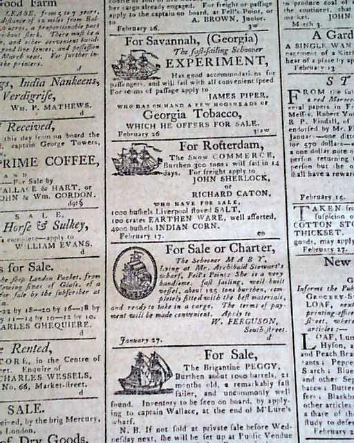 1796 Baltimore MD Ship Ads... - RareNewspapers.com