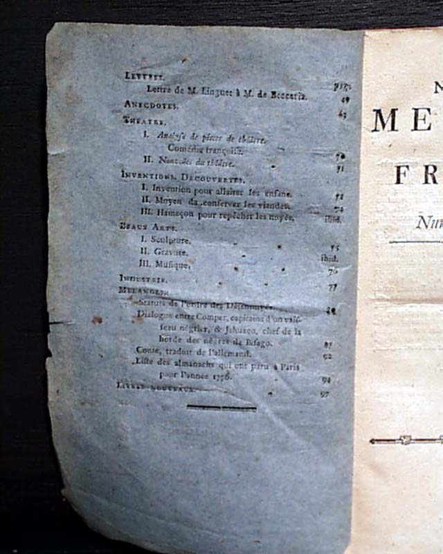 French Magazine published in 1775... - RareNewspapers.com