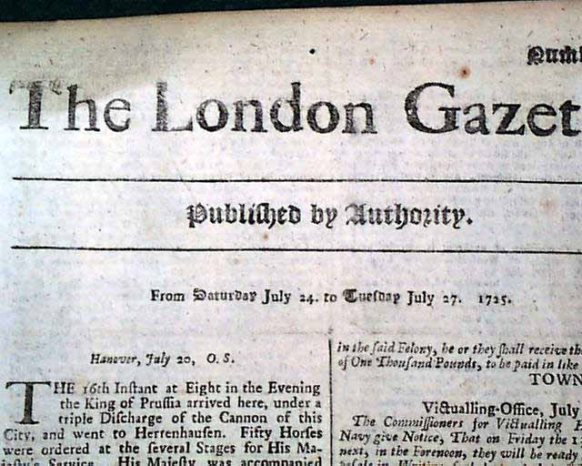 World's Oldest NEWSPAPER 1725 Gazette 280 YEARS OLD... - RareNewspapers.com