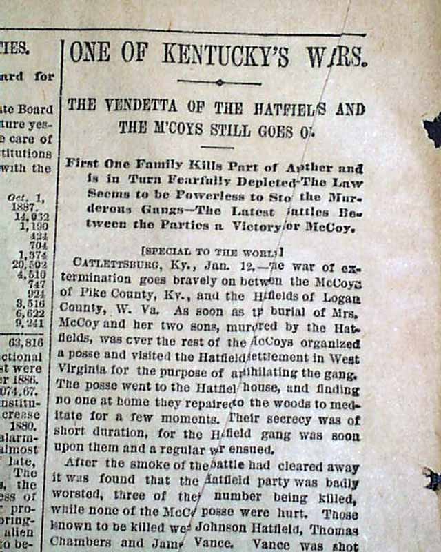 Great item on the Hatfield - McCoy feud... - RareNewspapers.com