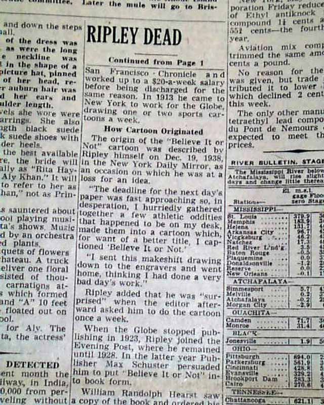 Robert Ripley death.... - RareNewspapers.com