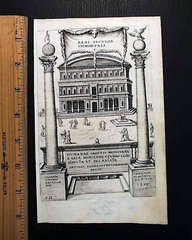 Beautiful engraving from 1571, with the original book titlepage ...