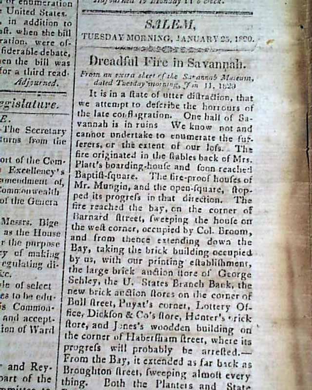 1820 Savannah GA Fire.... - RareNewspapers.com