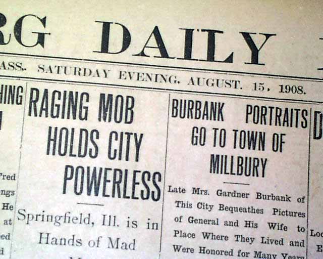 Springfield, Illinois race riots.... Negro lynched... - RareNewspapers.com