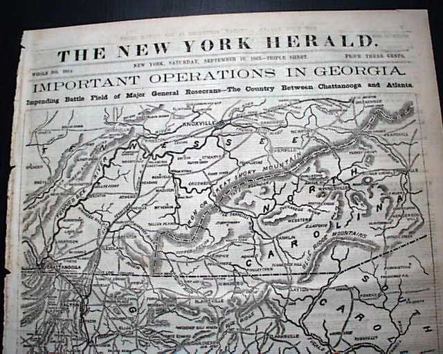 Entire front page is a Civil War map of Georgia... - RareNewspapers.com