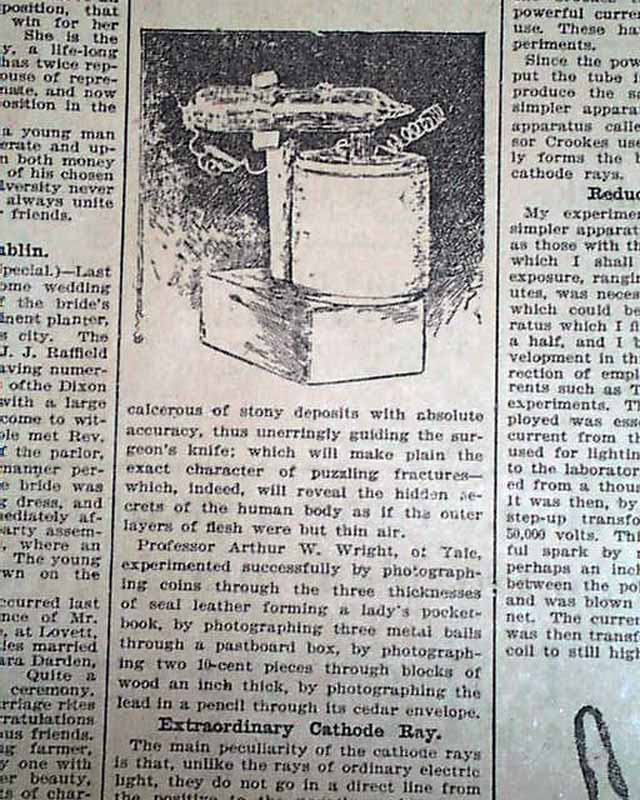 1896 Roentgen X-Ray discovery.... - RareNewspapers.com