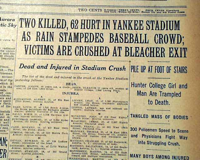 Old Yankee Stadium stampede disaster... - RareNewspapers.com
