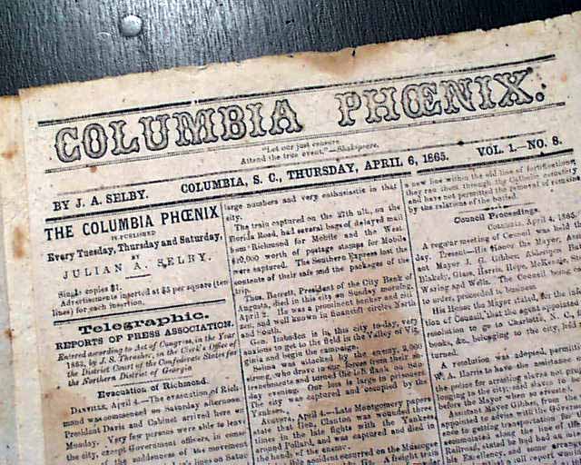 Fascinating Confederate newspaper, created from the ashes of the burned ...