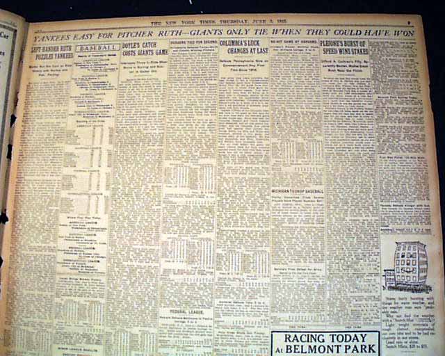 Babe Ruth's first banner headline... He is built like a bale of cotton ...